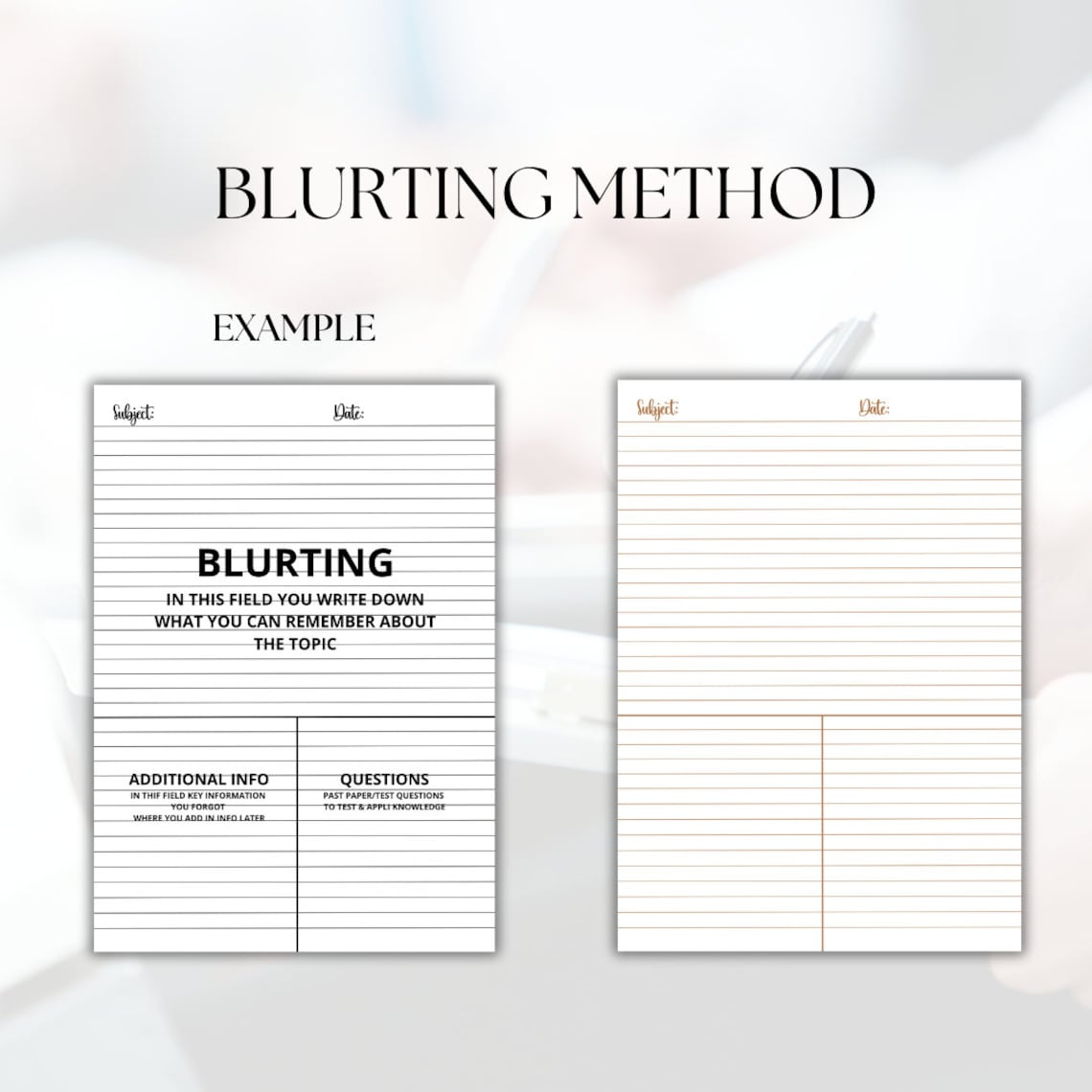 Note Taking Printable Paper Templates Blurting Method Cornell Notes ...