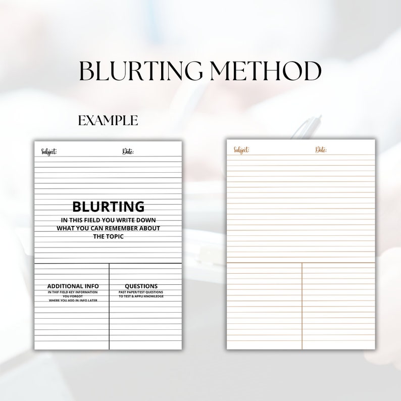 Note Taking Printable Paper Templates Blurting Method Cornell Notes ...