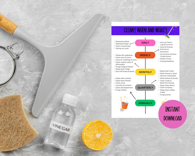 Cleaning Checklist Instant Download PDF A4 LETTER Cleaning Planner ...