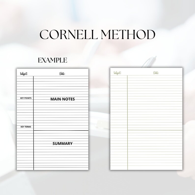 Note Taking Printable Paper Templates Blurting Method Cornell Notes ...
