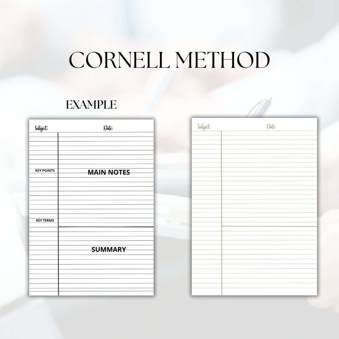 Note Taking Printable Paper Templates Blurting Method Cornell Notes ...