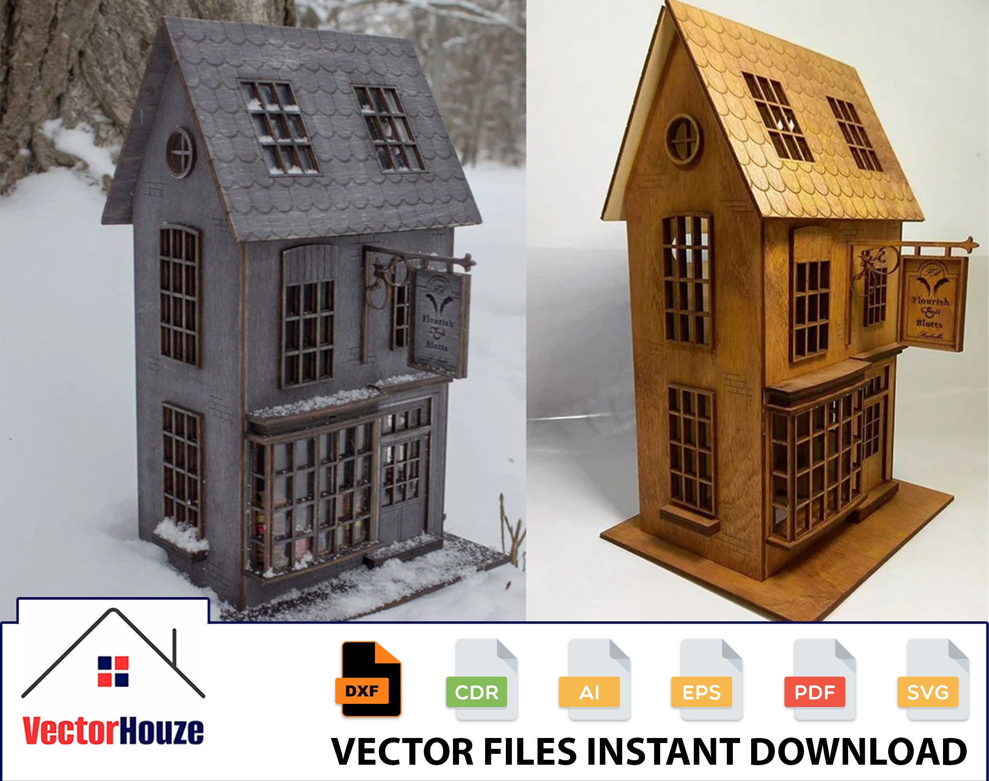 Potter House 3D Model Plan Wooden Toy 6mm Cdr Dxf Svg Ai Eps Pdf Laser ...