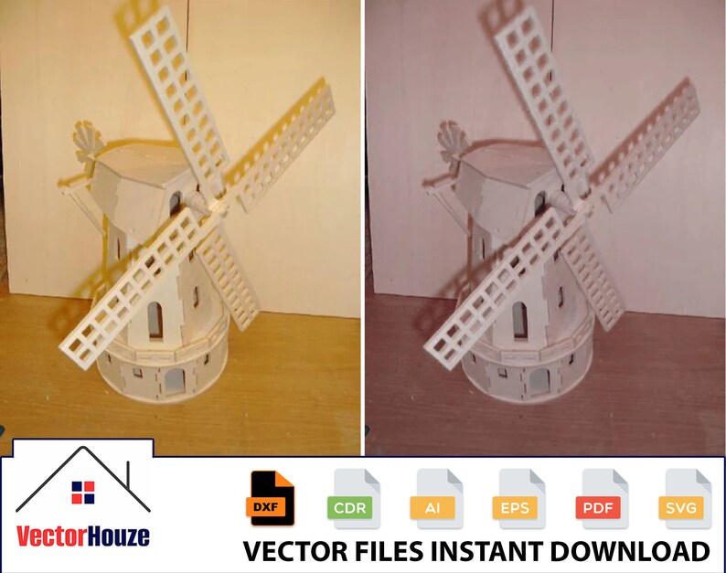 Wooden Windmill 3D Model Puzzle Cdr Dxf Svg Ai Eps Pdf Laser Cut ...