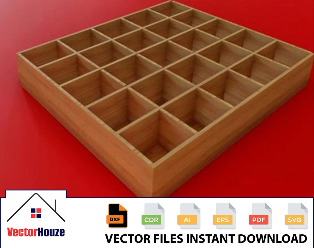 Wooden Storage Compartment Box Cdr Dxf Svg Ai Eps Pdf Laser - Etsy
