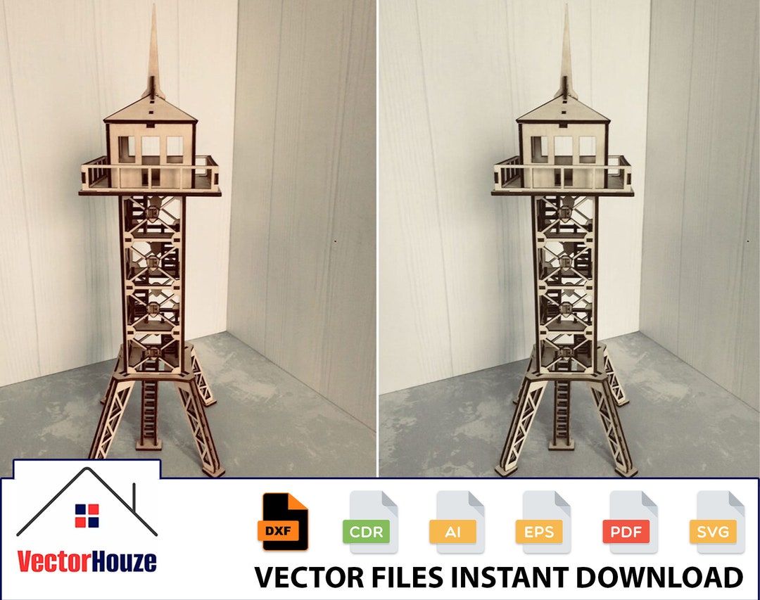 Military Observation Tower 3D Wooden Model Puzzle Toy 3mm Cdr Dxf Svg ...