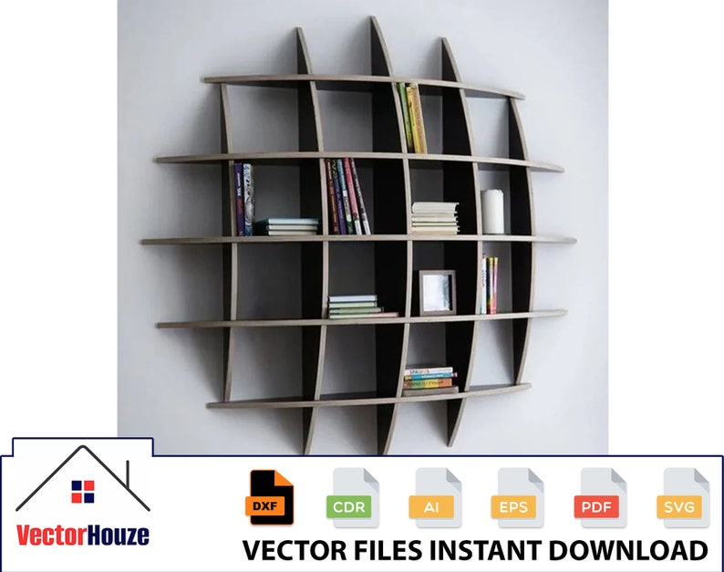 Shelf Bookcase 10mm Cdr Dxf Svg Ai Eps Pdf Laser Cut Glowforge - Etsy