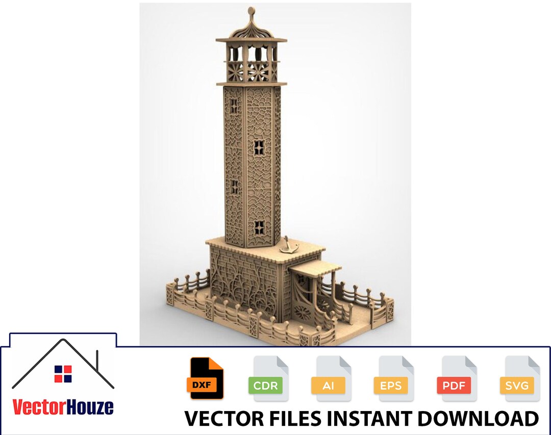Wooden Lighthouse 3D Model Cdr Dxf Svg Ai Eps Pdf Laser Cut Glowforge ...