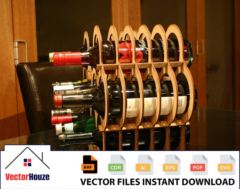 Wine Rack, Mini Bar, Bottle Rack 3mm Cdr Ai Dxf Pdf Laser Cut SVG ...