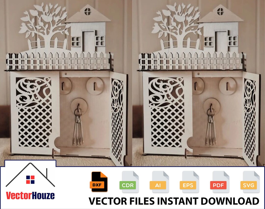 Key Box, Keychain Box, Cabinet Keys Storage 3mm Cdr Dxf SVG Glowforge ...