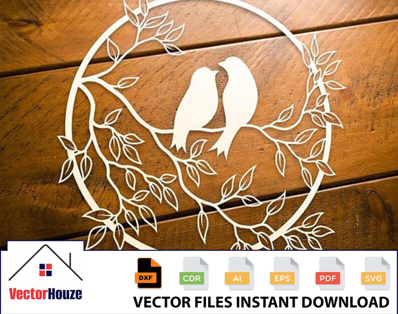 Birds on Branch Decor Cdr Dxf Svg Ai Eps Pdf Laser Cut - Etsy