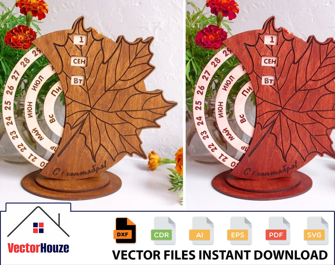 Perpetual Calendar Cdr Dxf Svg Ai Eps Pdf Laser Cut Glowforge Cricut ...