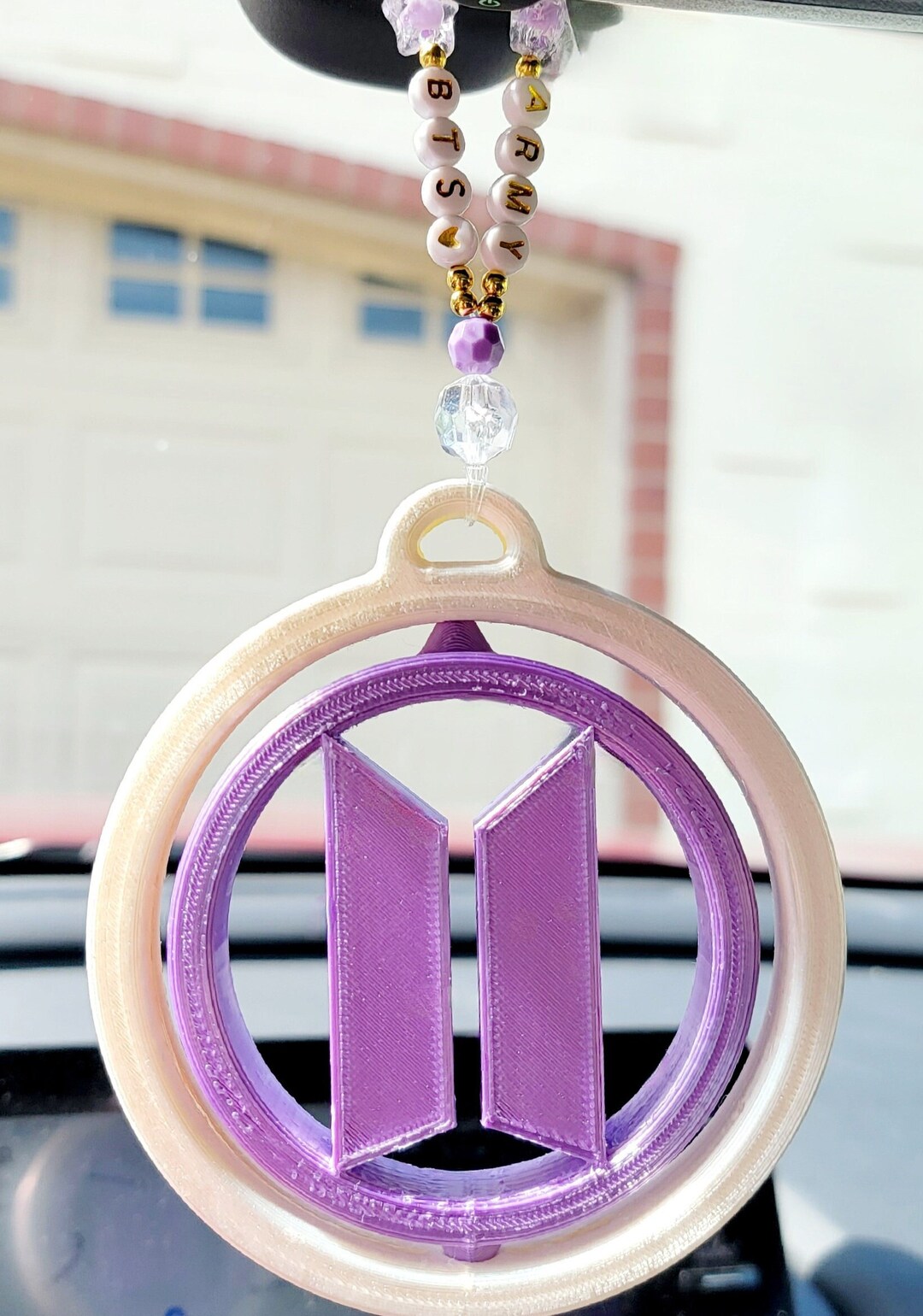 Spinning BTS Logo Rearview Mirror Car Charm, Car Decoration, Bangtan ...