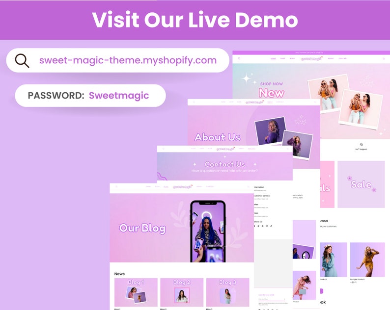 Shopify Theme Template Purple Gradient Web Themes for Shopify - Etsy