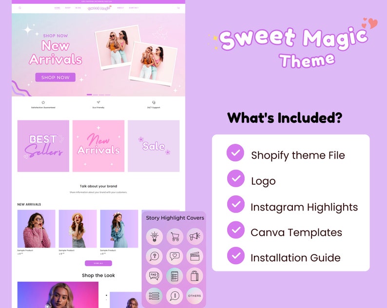 Shopify Theme Template Purple Gradient Web Themes for Shopify - Etsy