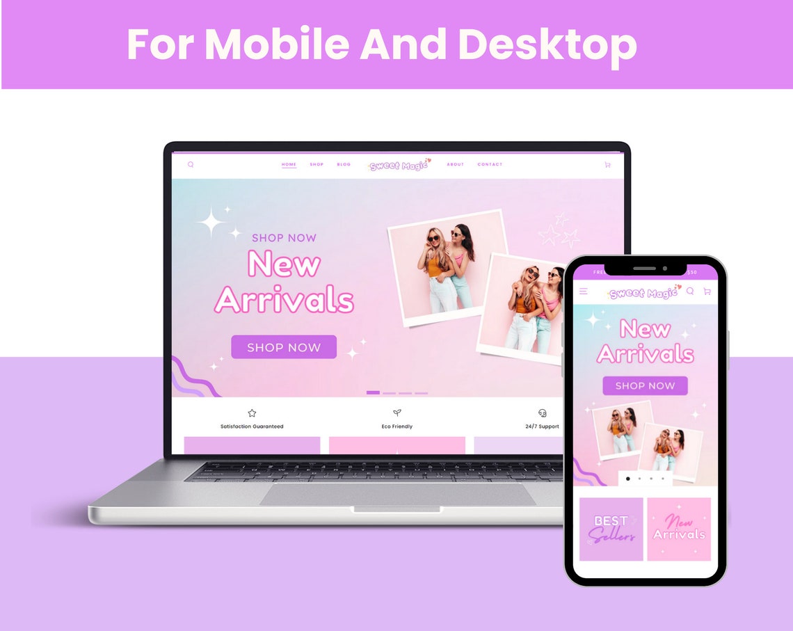 Shopify Theme Template Purple Gradient Web Themes for Shopify - Etsy