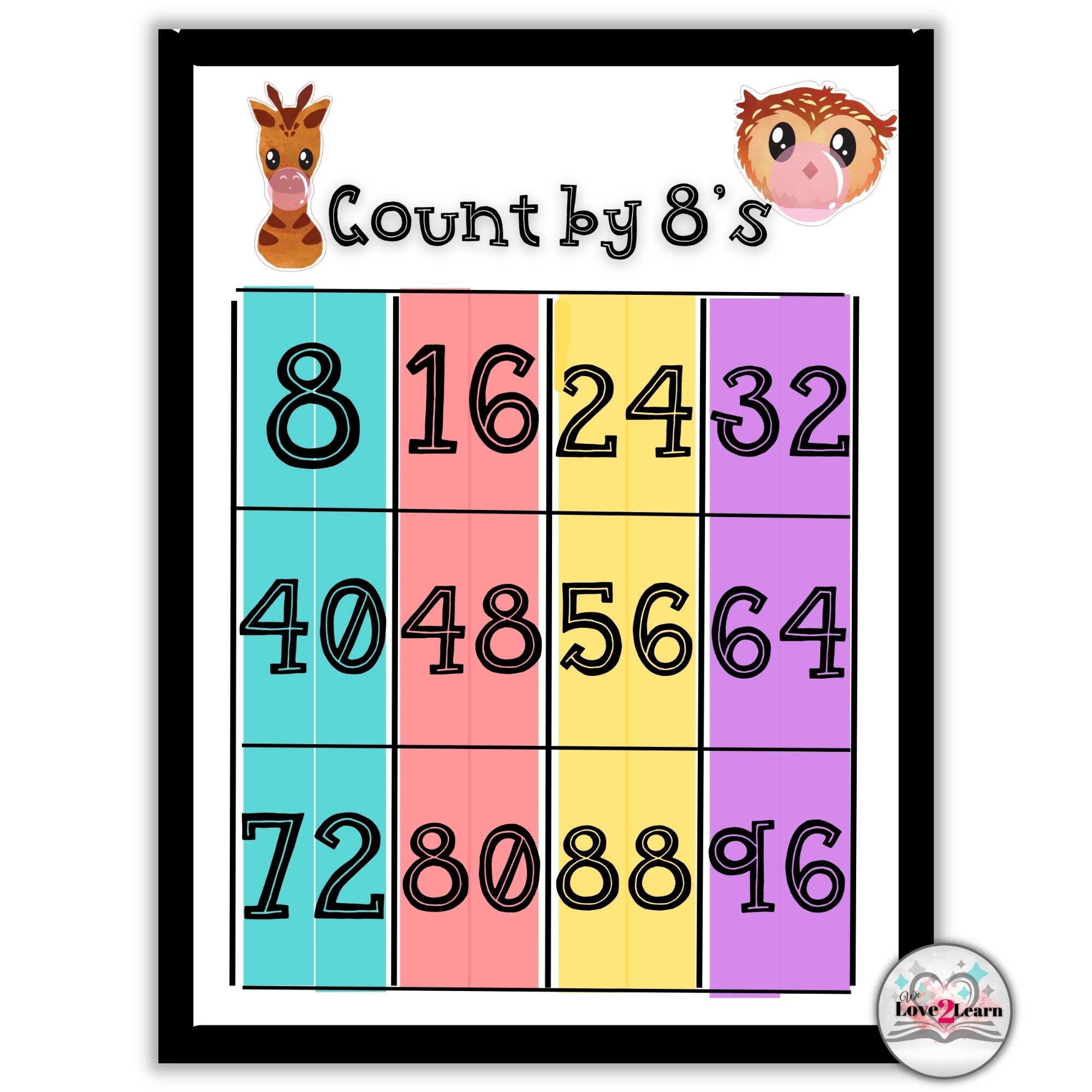 12 Skip Counting Posters. Skip Count Chart. Educational Poster ...