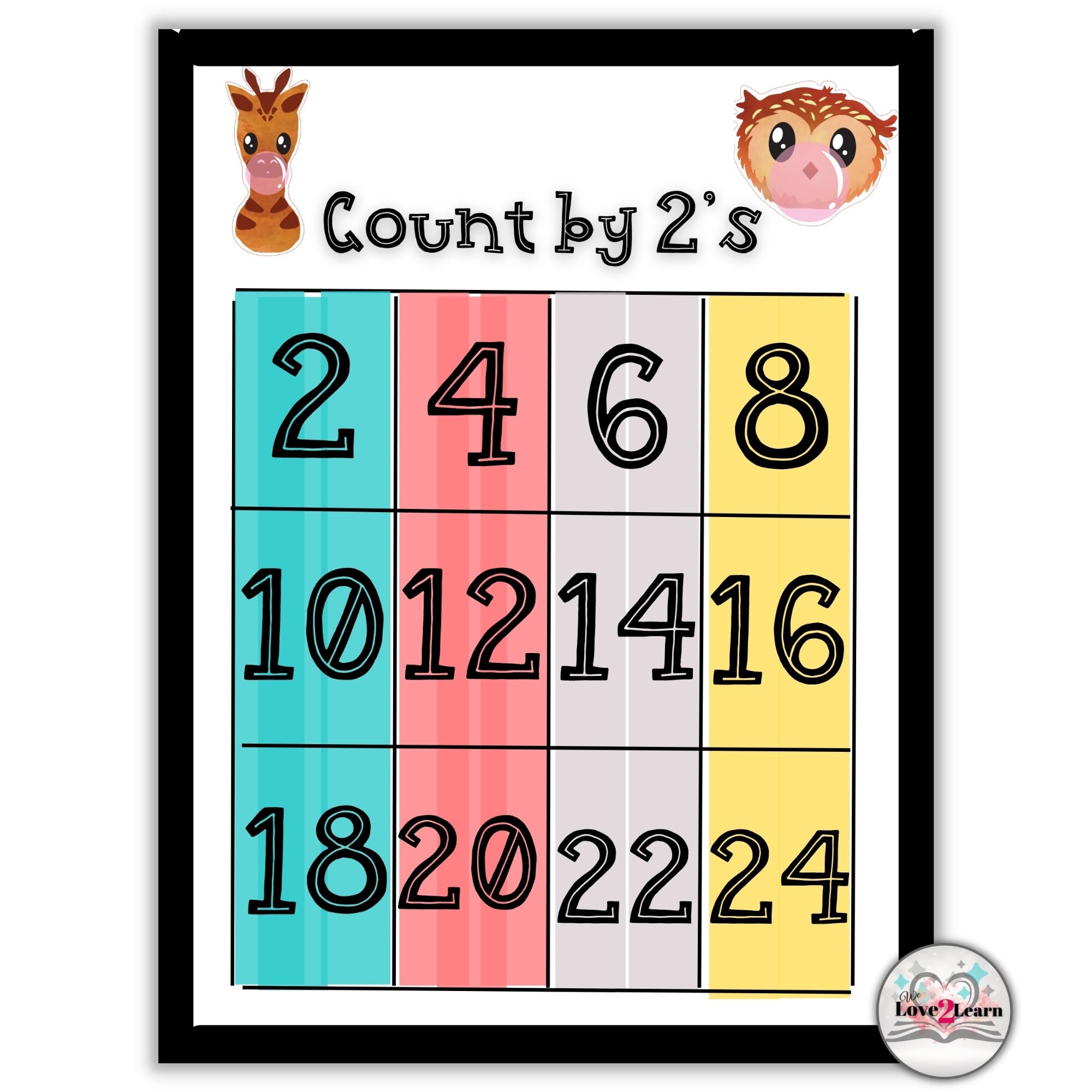 12 Skip Counting Posters. Skip Count Chart. Educational Poster ...