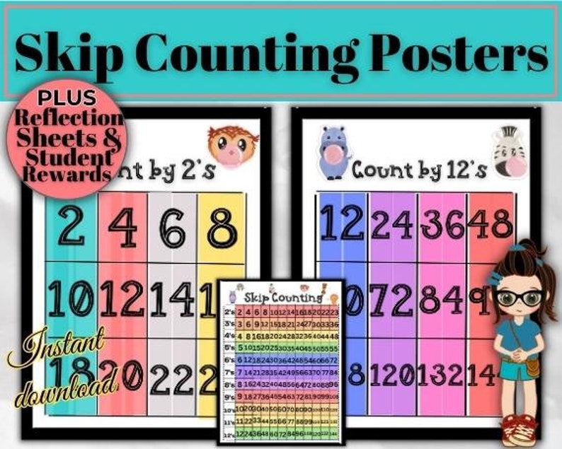 12 Skip Counting Posters. Skip Count Chart. Educational - Etsy