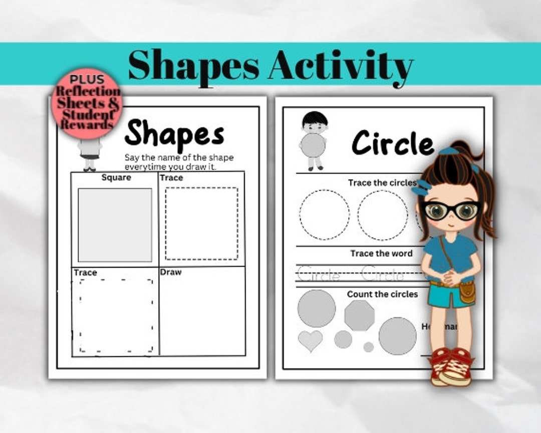 20 Shapes Worksheet Printable. Trace the Shapes. Shape Recognition ...