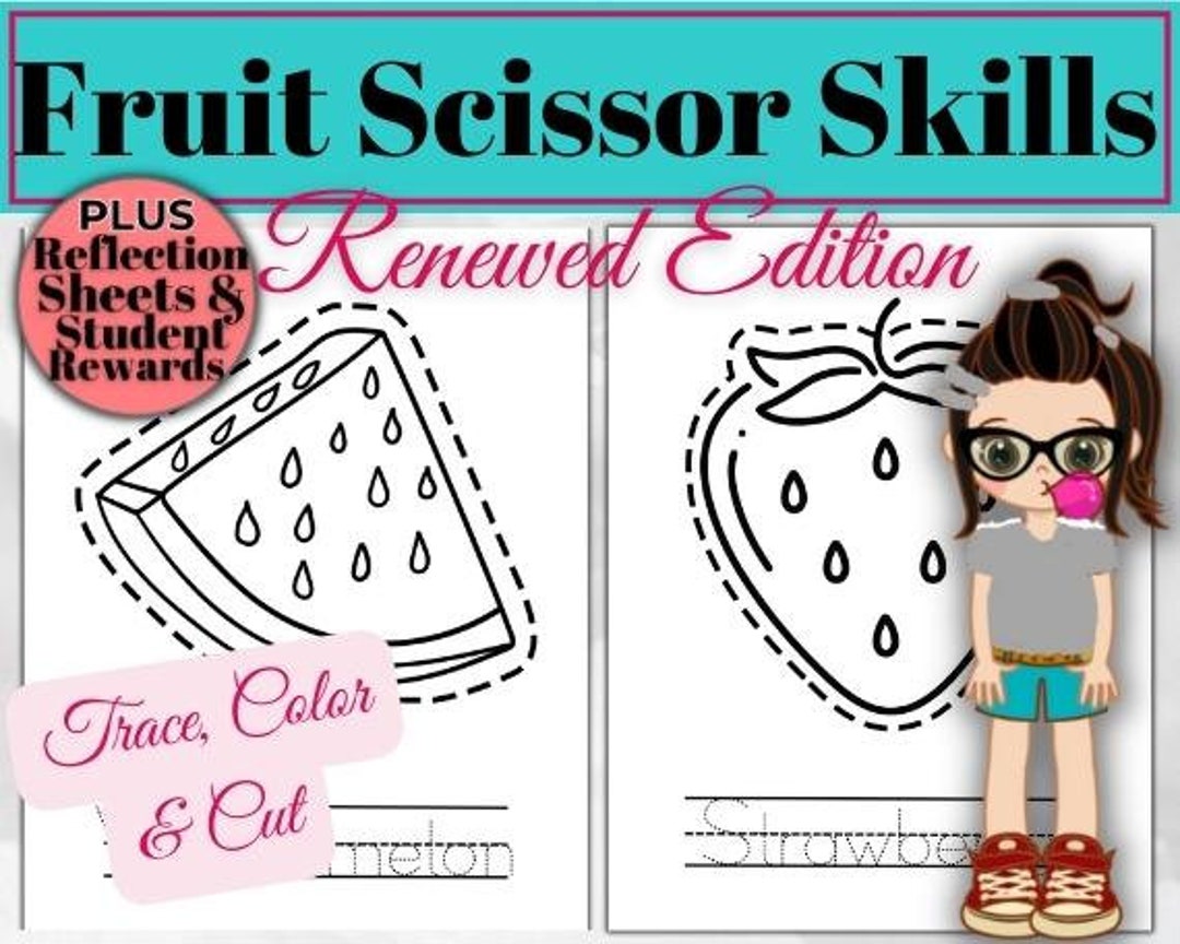 10 Fruits Printable Scissor Skills. Cutting practice worksheets for ...
