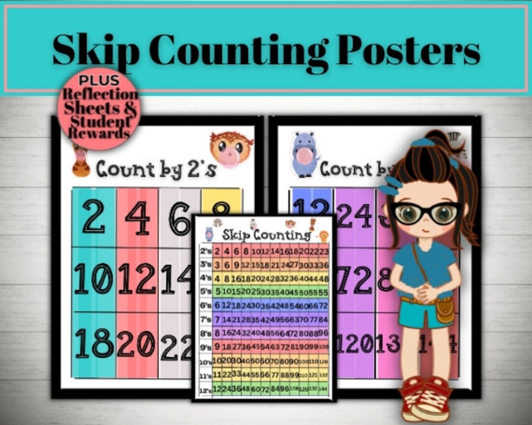 12 Skip Counting Posters. Skip Count Chart. Educational Poster ...
