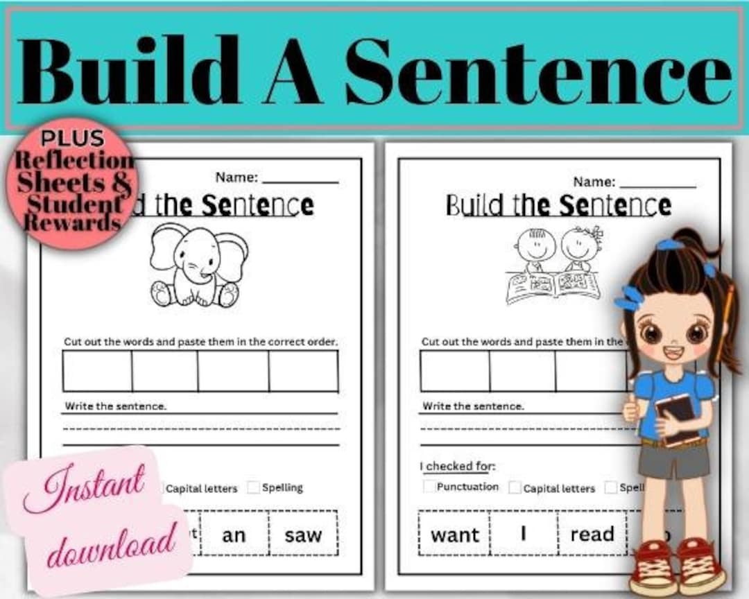 Build A Sentence Worksheets. Sentence Building. Sentence Builder ...