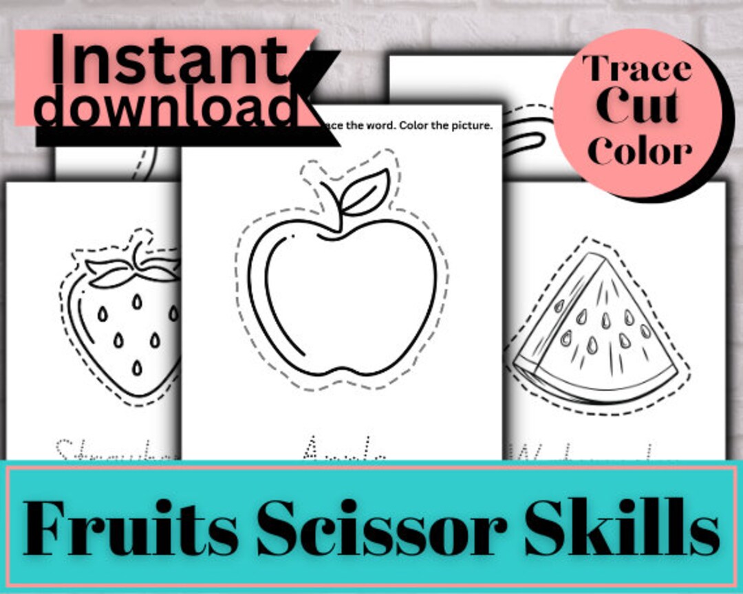 10 Fruits Printable Scissor Skills. Cutting Practice - Etsy UK