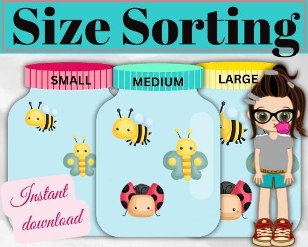 Printable Bug Sorting Activity Sort By Size Size Sorting Etsy