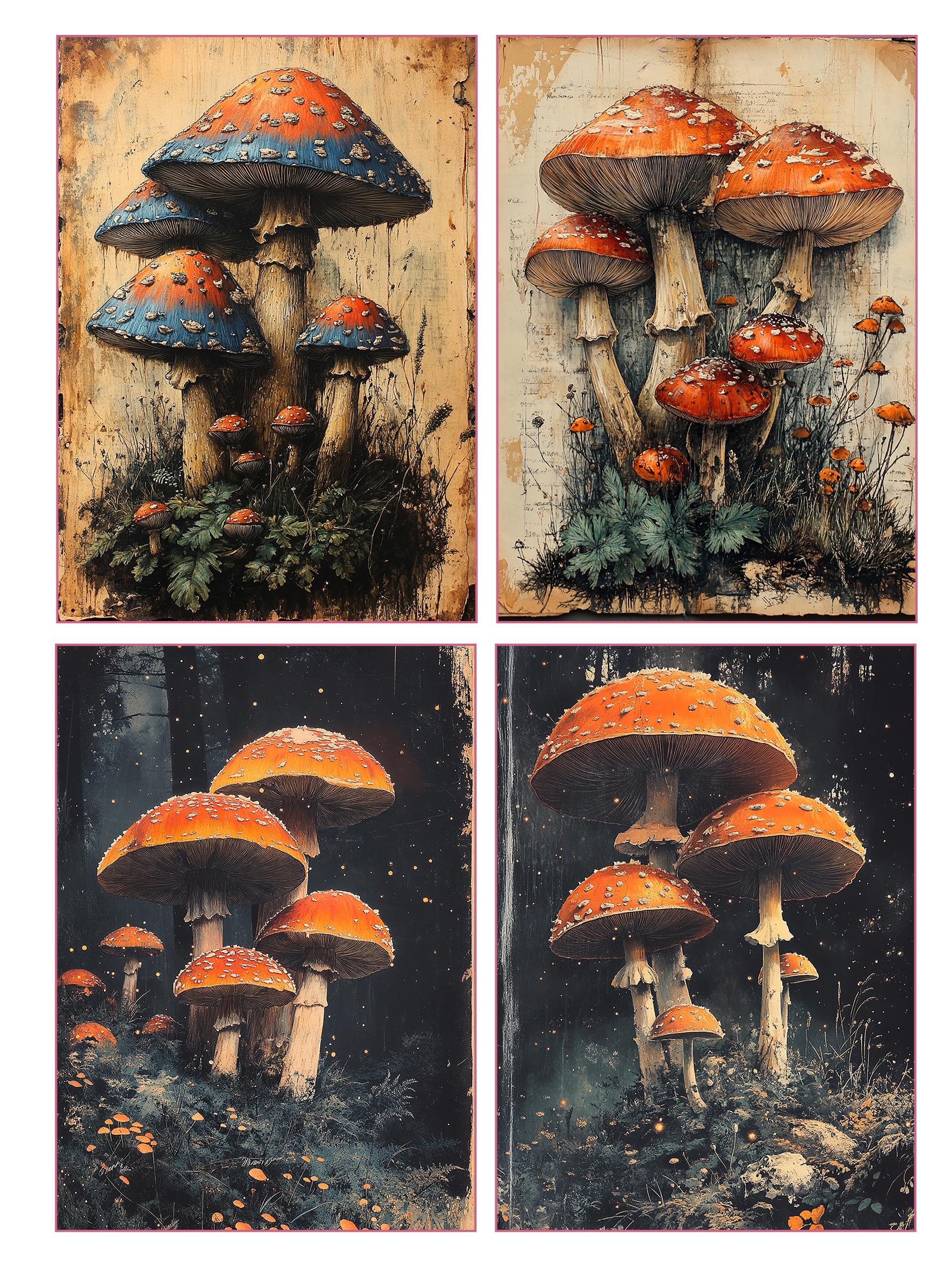 Mushroom Junk Journal Paper, Digital , Printable Scrapbook, Vintage ...