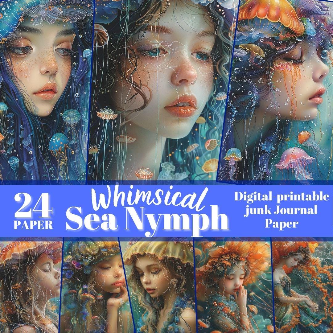 Whimsical Sea Nymph, Mystical Jellyfish & Floral Fantasy Art Print ...