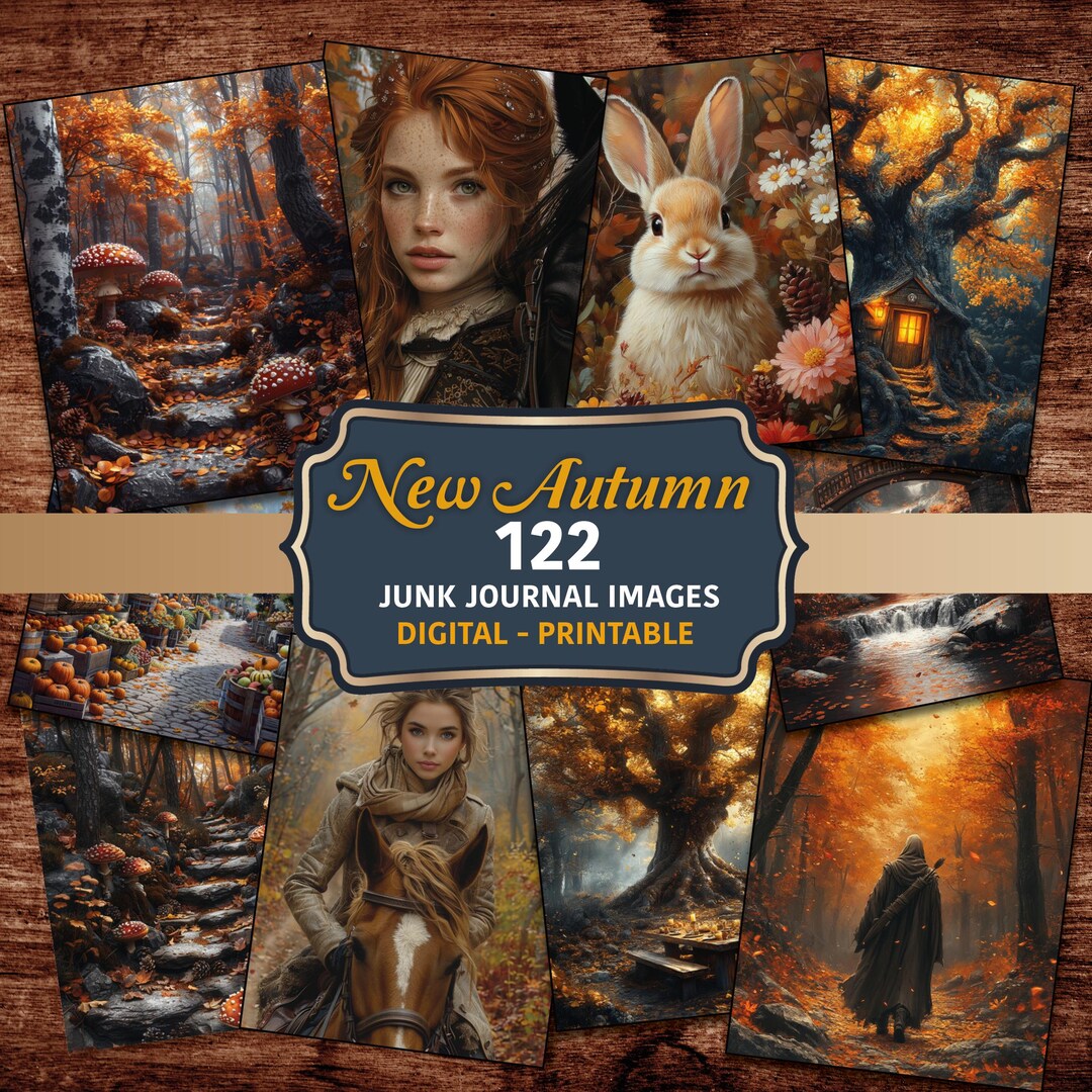 Autumn Scene Junk Journal Page, Fall Collage Sheet, Digital Scrapbook ...