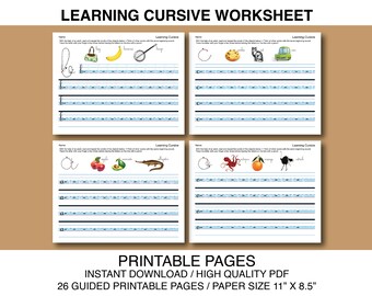 Cursive Letters Wall Classroom Decor & Worksheets Beach Themed - Etsy