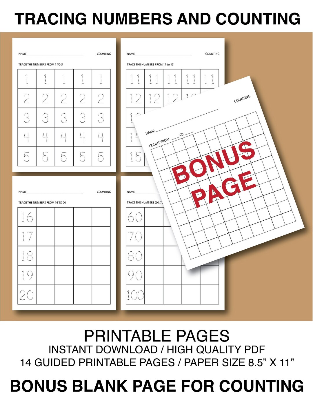 Tracing Numbers and Counting - Etsy