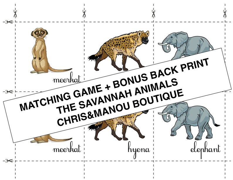 The Savannah Animals Matching Card Game - Etsy