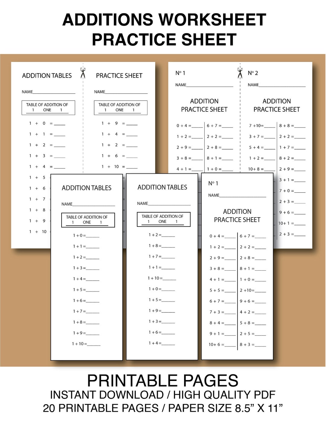 Tabla de sumas y hoja de trabajo de práctica - Etsy España