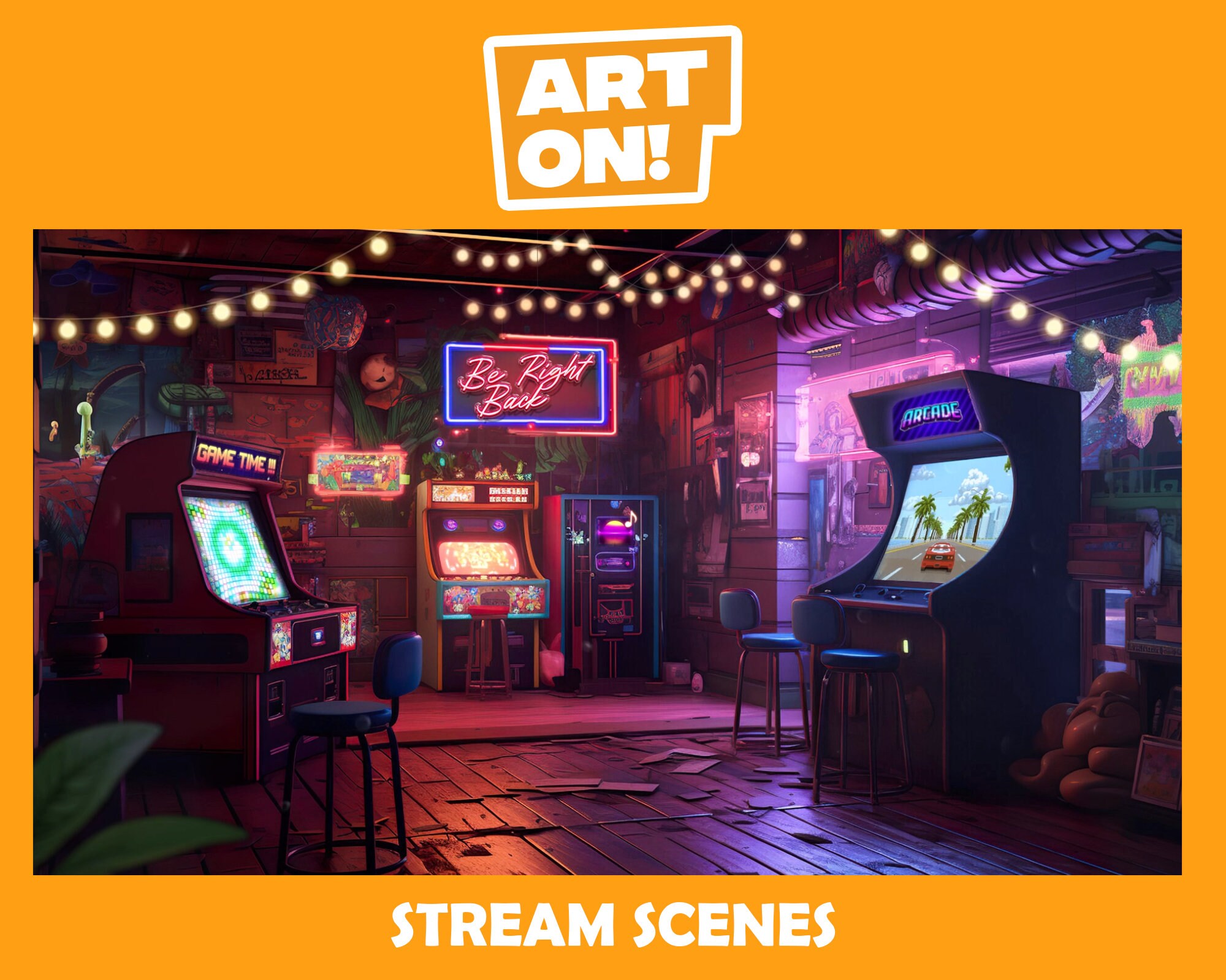 Animated Lofi Arcade Room Stream Scenes: Twitch, Youtube, Facebook ...