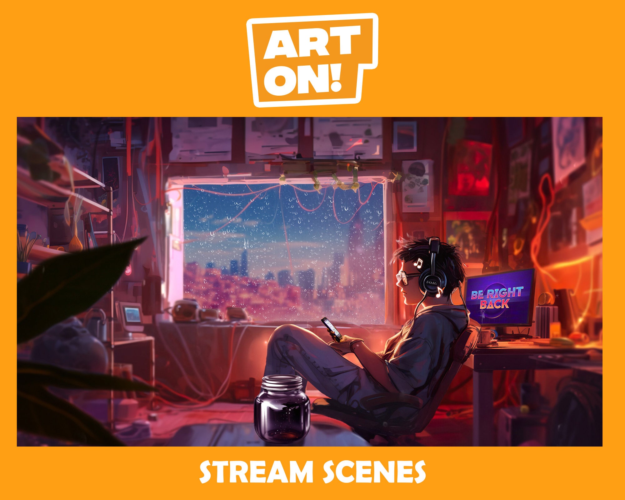 Man in Lofi Room Cozy Twitch Scenes Twitch Stream Overlays Stream ...