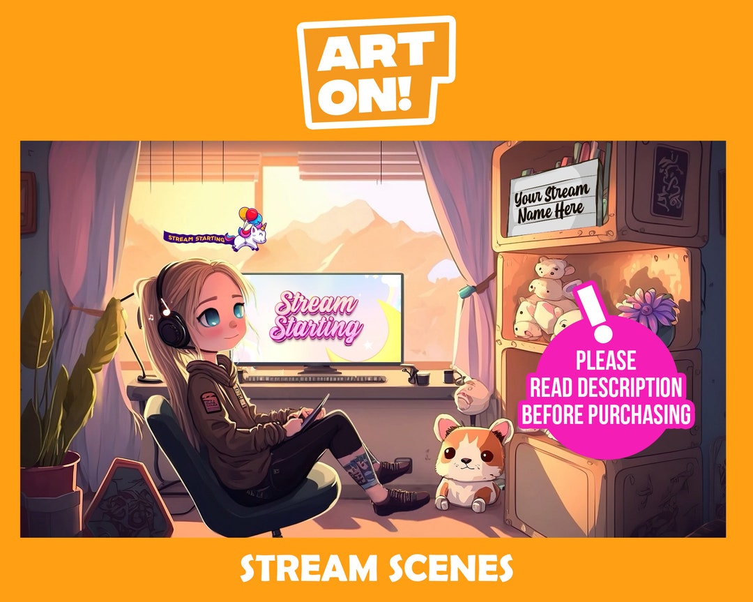 Girl in Lofi Room Twitch Scenes | Twitch Stream Overlays | Stream ...