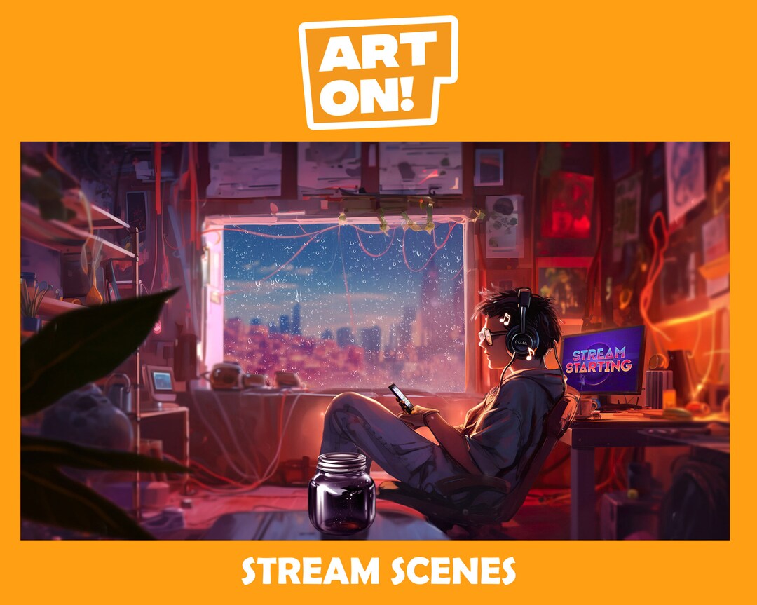 Man in Lofi Room Cozy Twitch Scenes | Twitch Stream Overlays | Stream ...