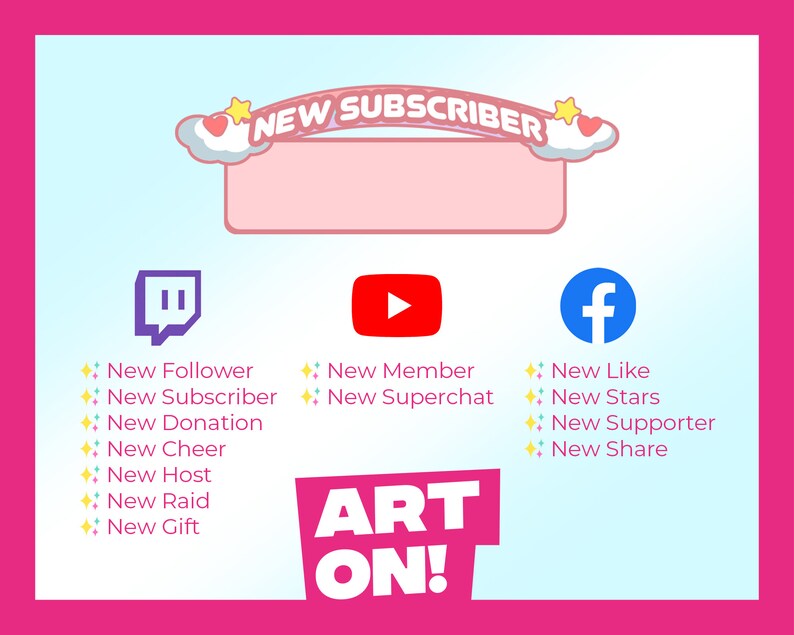 ANIMATED Cute Cloud Stream Alert Twitch Subscriber Alerts, Follower ...