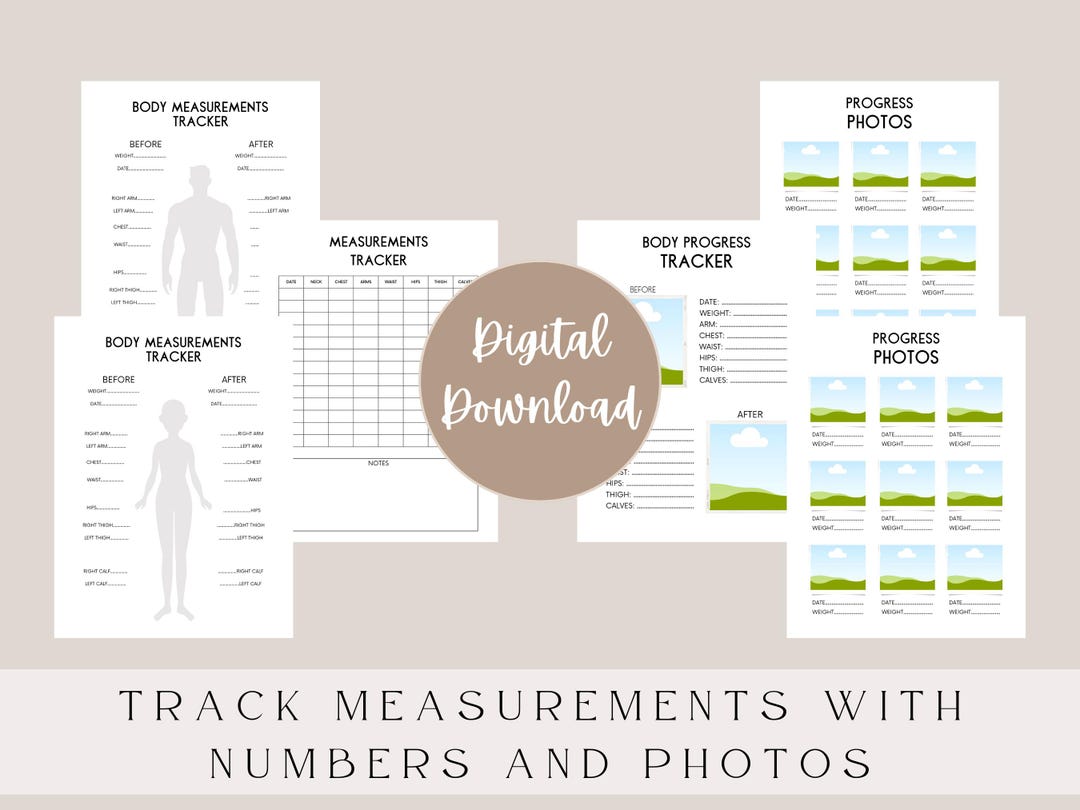 Measurement Tracker Body Chart Male Female Progression Measurement ...