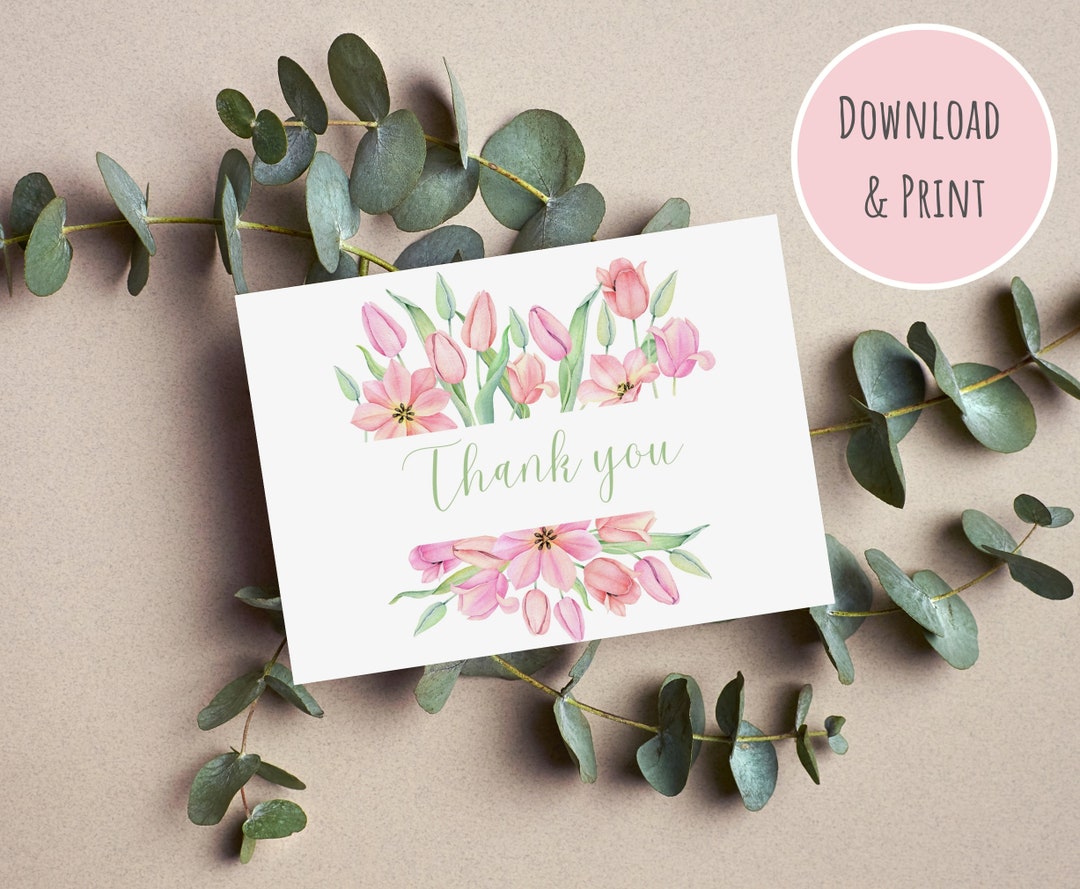 Floral Thank You Card Printable Flower Card Printable Thank You ...