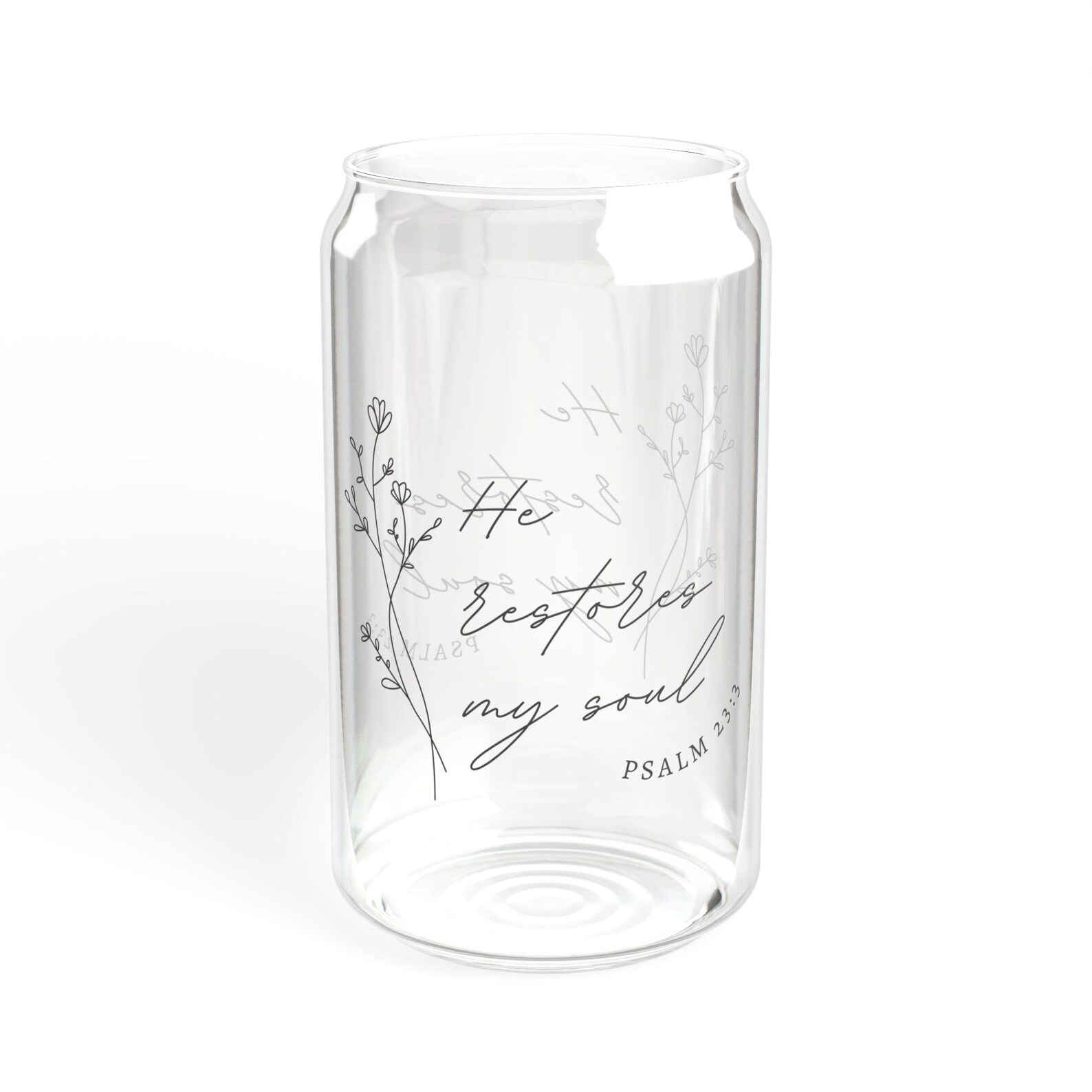 Minimalist Bible Verse Glass Coffee Cup Floral Christian Glass Tumbler ...