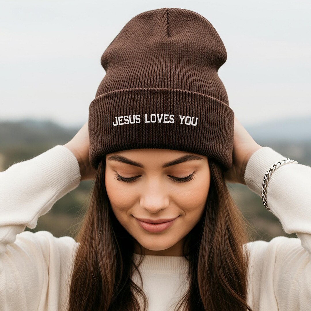Jesus Loves You Beanie Christian Embroidered Beanie Cuffed Bible Verse ...