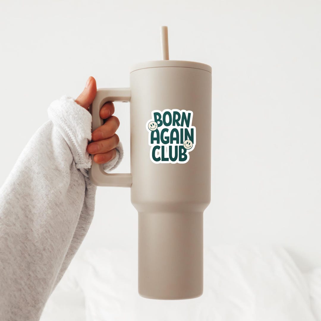 Born Again Sticker for Water Bottle Smiley Face Sticker Decal Christian ...