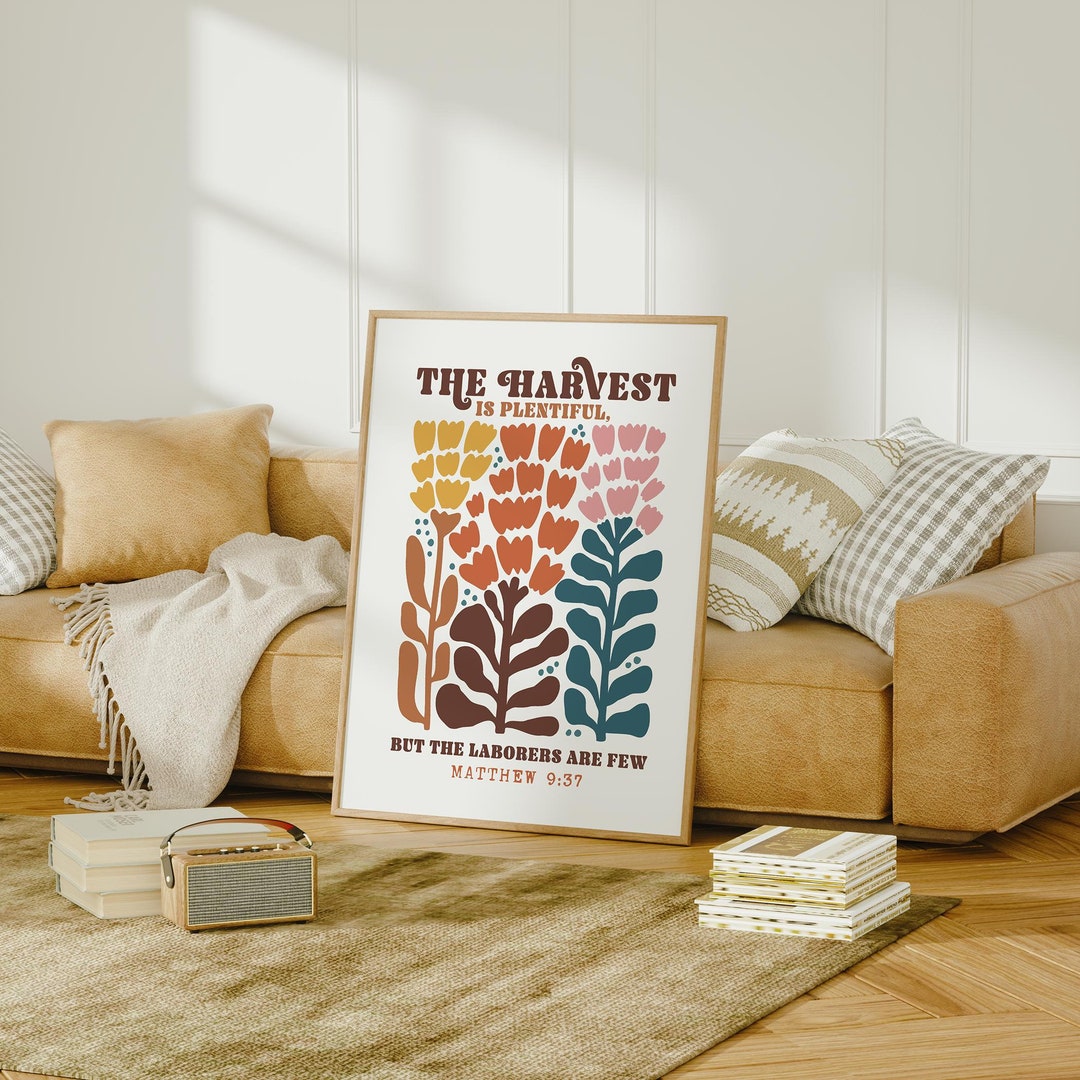 Fall Wall Decor Boho Floral Wall Art Bible Verse Wall Print Christian ...