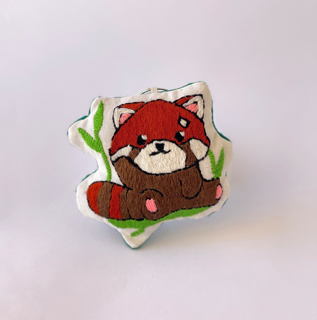 Red Panda Ornament Keychain Handcrafted Hand Embroidered - Etsy