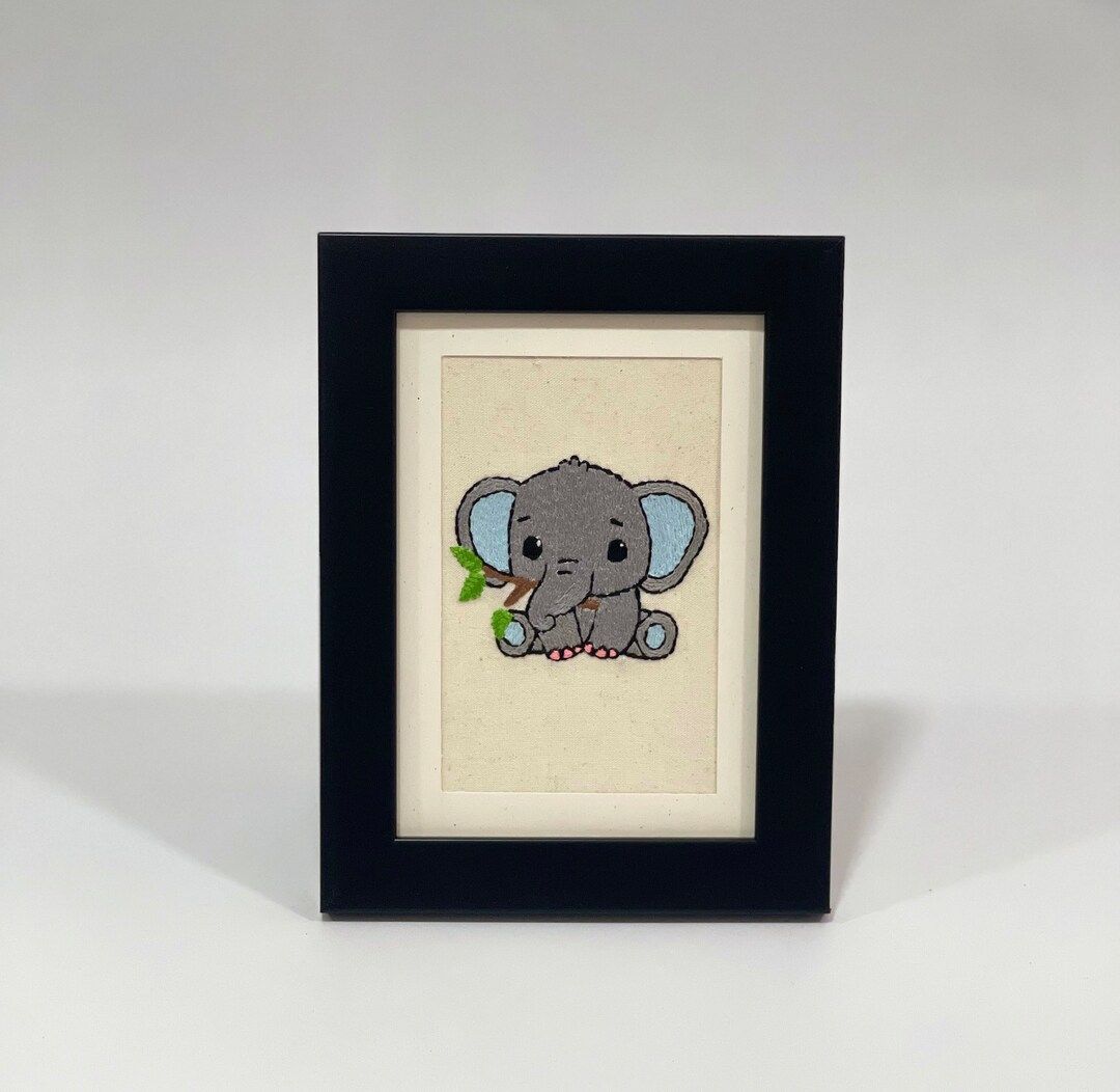 Baby Elephant Hand-embroidered Art - Etsy