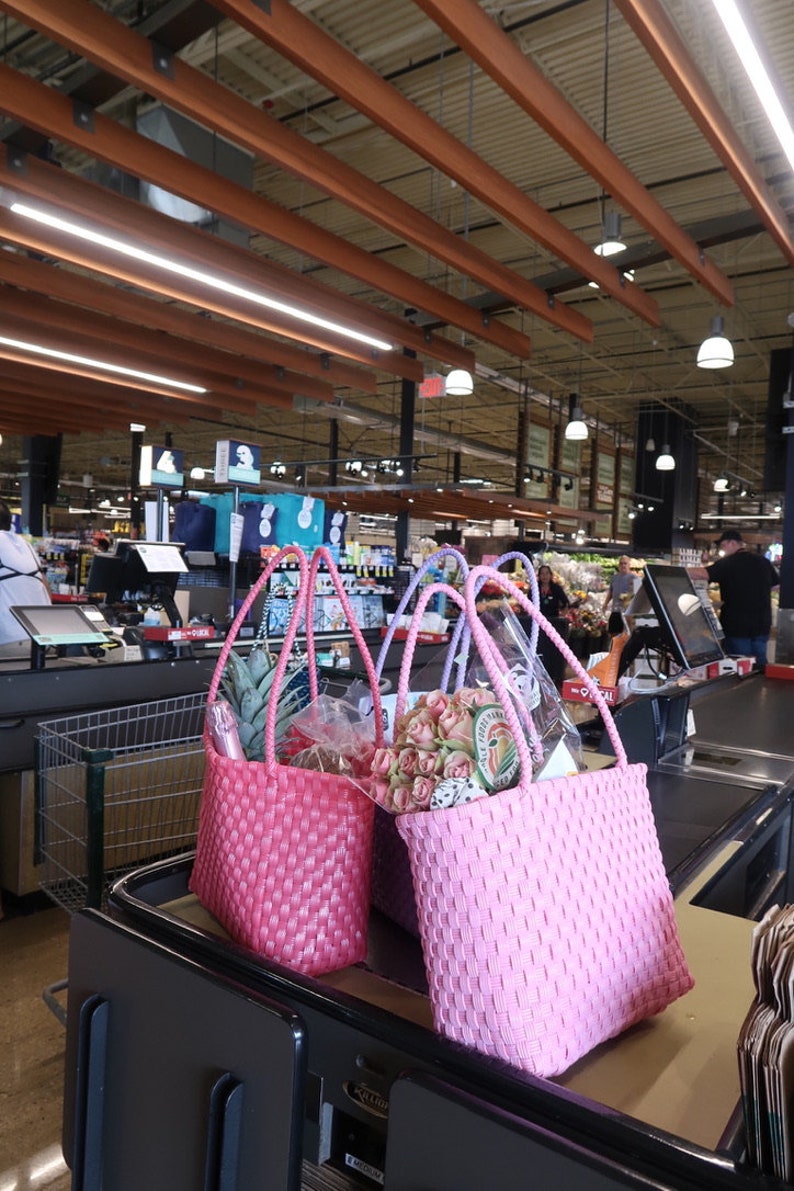 Light Pink Tote Fairtrade Plastic Bag, Handwoven Recycled Plastic Bag ...