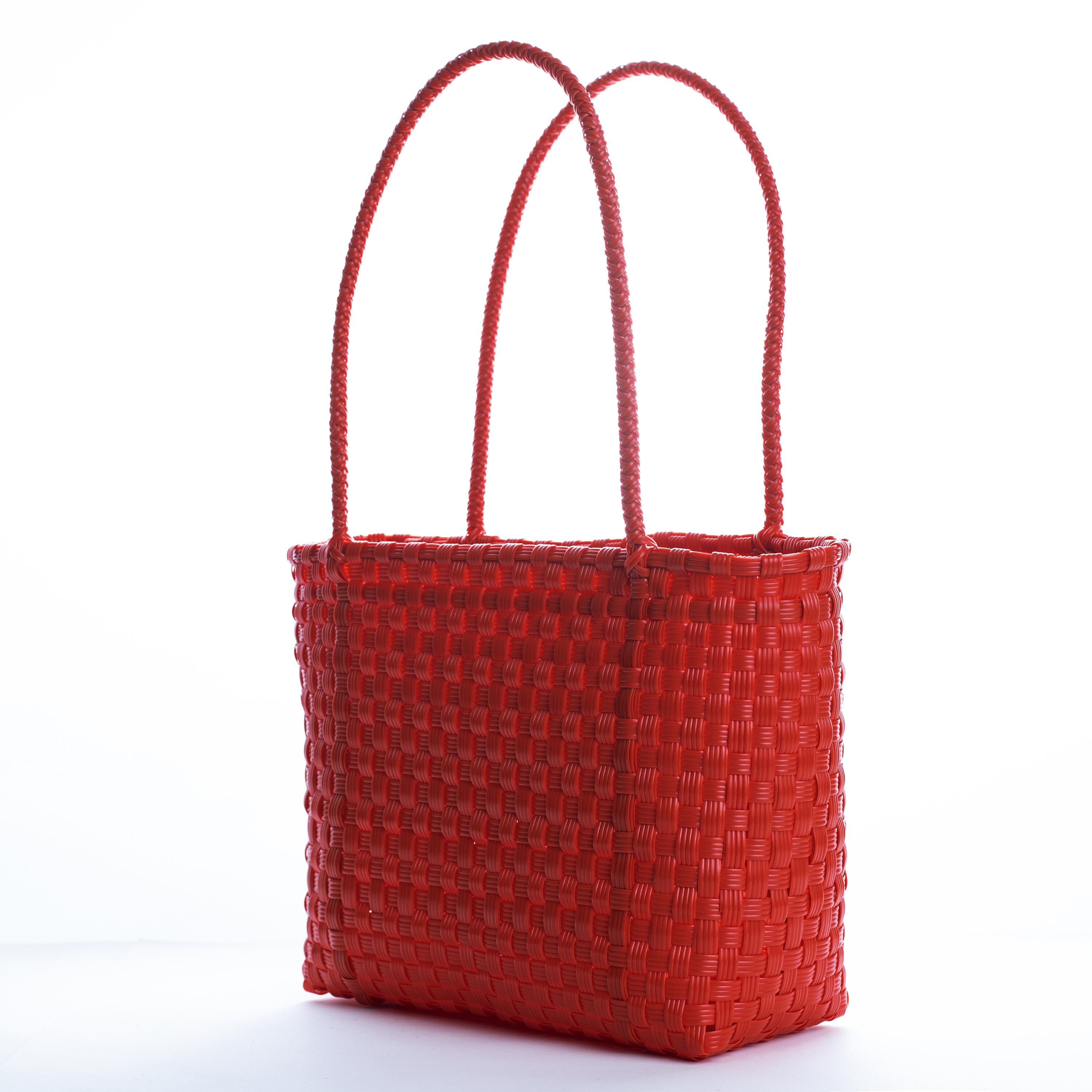 Red Tote Fairtrade Plastic Bag, Handwoven Recycled Plastic Bag ...